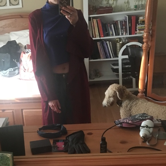SHEIN | Jackets & Coats | Nwot Shein Maroon Cascading Duster Medium ...